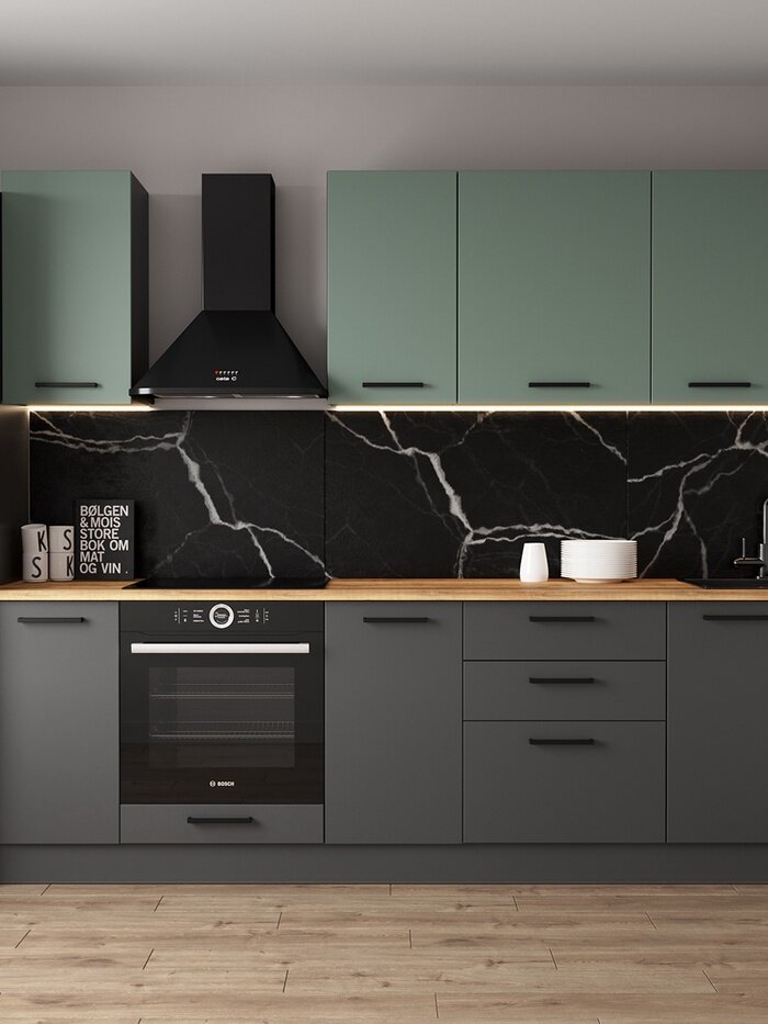 Кухонный гарнитур прямой «изумруд», 2800×600 мм, цвет антрацит/муссон дуб Вотан