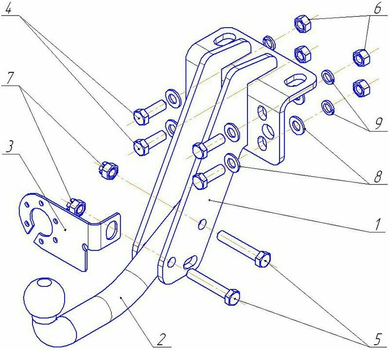 Фаркоп для УАЗ 23632 Пикап 2007-2016 Тип шара: A. Нагрузки: 800/50 кг, UAZ-06