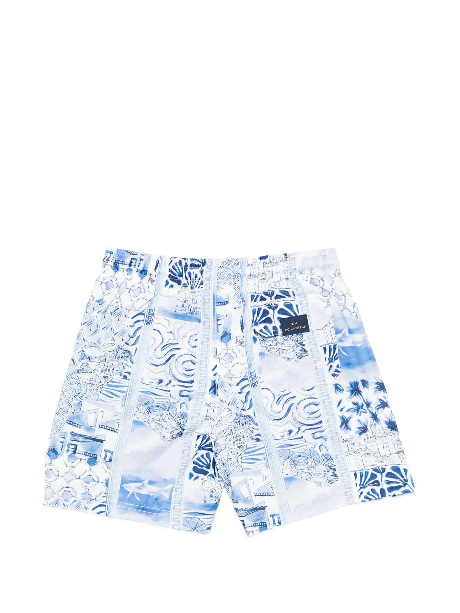 Шорты для плавания Paul & Shark Patchwork swim shorts, размер 8 лет, белый — фото 1