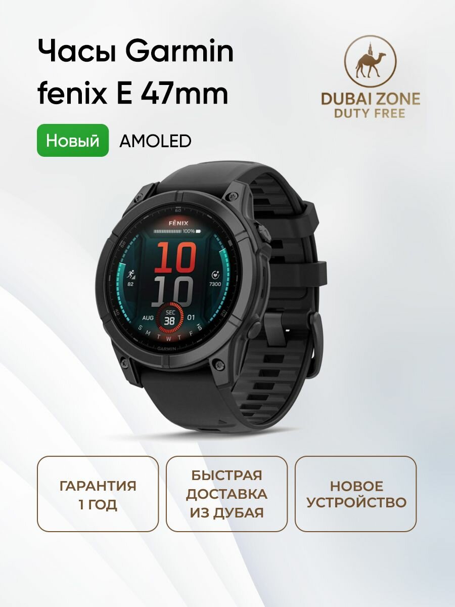 Умные часы Garmin fenix E 47mm AMOLED Slate Gray Steel with Black Silicone Band