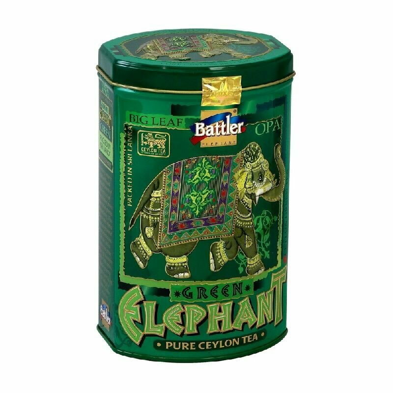 Чай BATTLER ELEPHANT GREEN ОРА Крупнолистовой цейлонский зеленый "зеленый слон" /жесть/ 100г