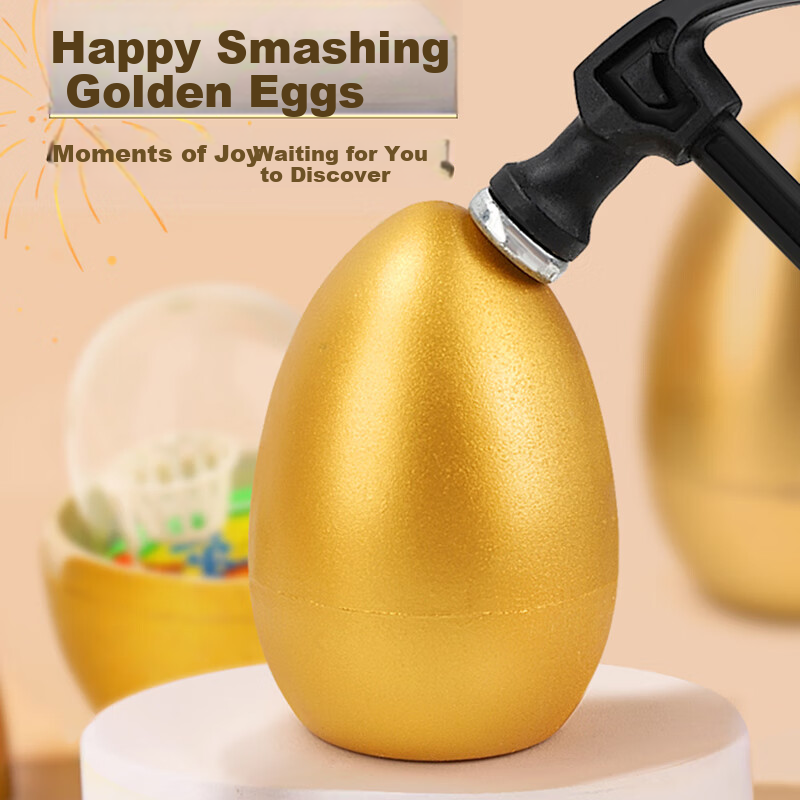 Игра Aomengxing для детей Золотые яйца с молотком Сюрприз-бокс с 12 золотыми яйцами для девочек и мальчиков Цвет：Стиль