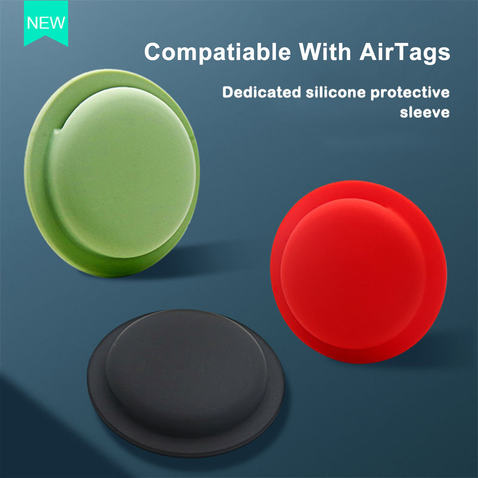 Silicone Case для AirTags, цвет: темно-синий, голубой, черный, розовый, оранжевый, красный, темно-зеленый, светло-зеленый, вино, красный, белый (выбор), размер: 4.3*4.3*1cm, вес: 10g, упаковка: 5*5*1cm, вес упаковки: 15g, количество: 1 шт.