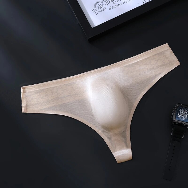 Мужские стринги из ледяного шелка 2XL, Зеленый, Хаки