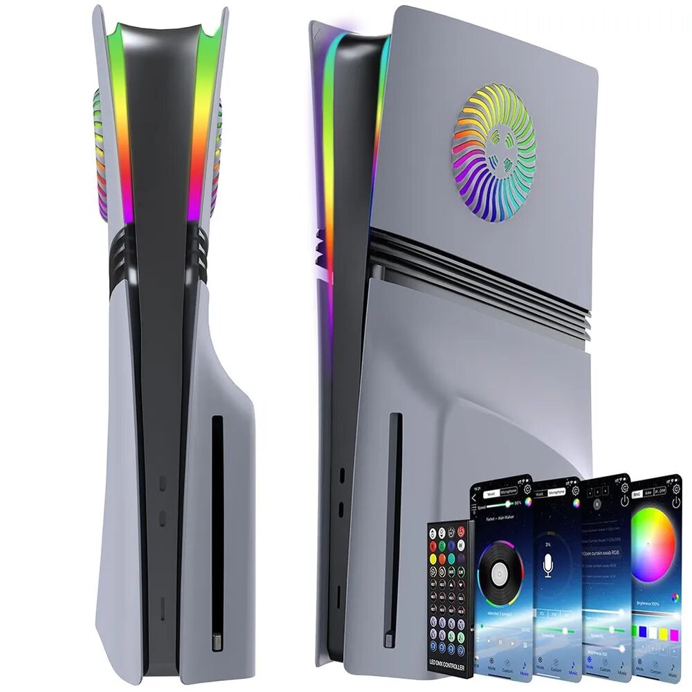 Корпус для PlayStation 5 Pro, серый, с вентиляционными отверстиями