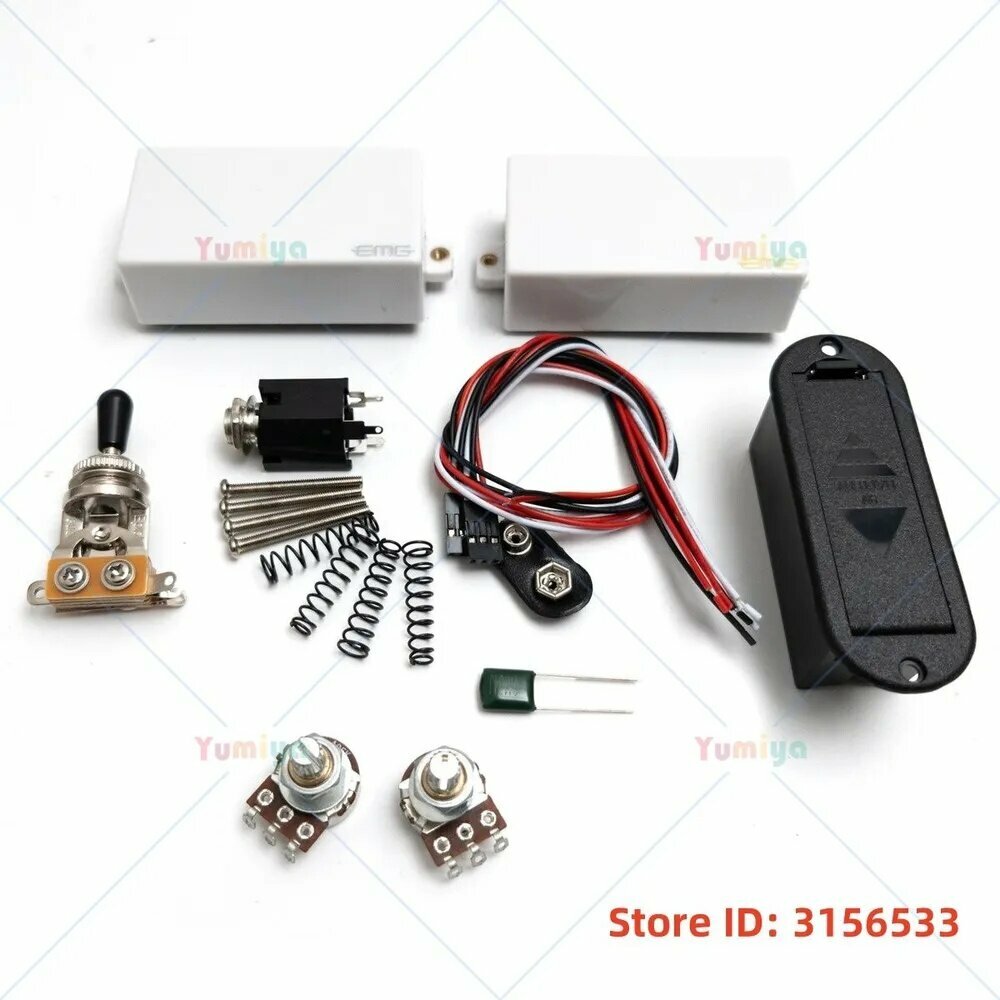 Активный звукосниматель EMG Звукосниматели для электрогитары Humbucker 9V Аккумуляторный источник питания Белые аксессуары для гитары