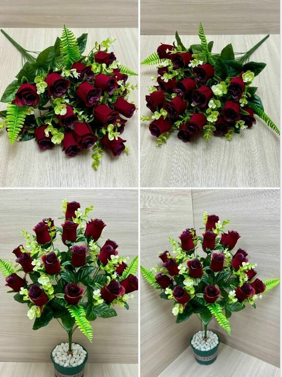 Искусственные цветы 20 букетов / Розы на кладбище, для декора интерьера дома