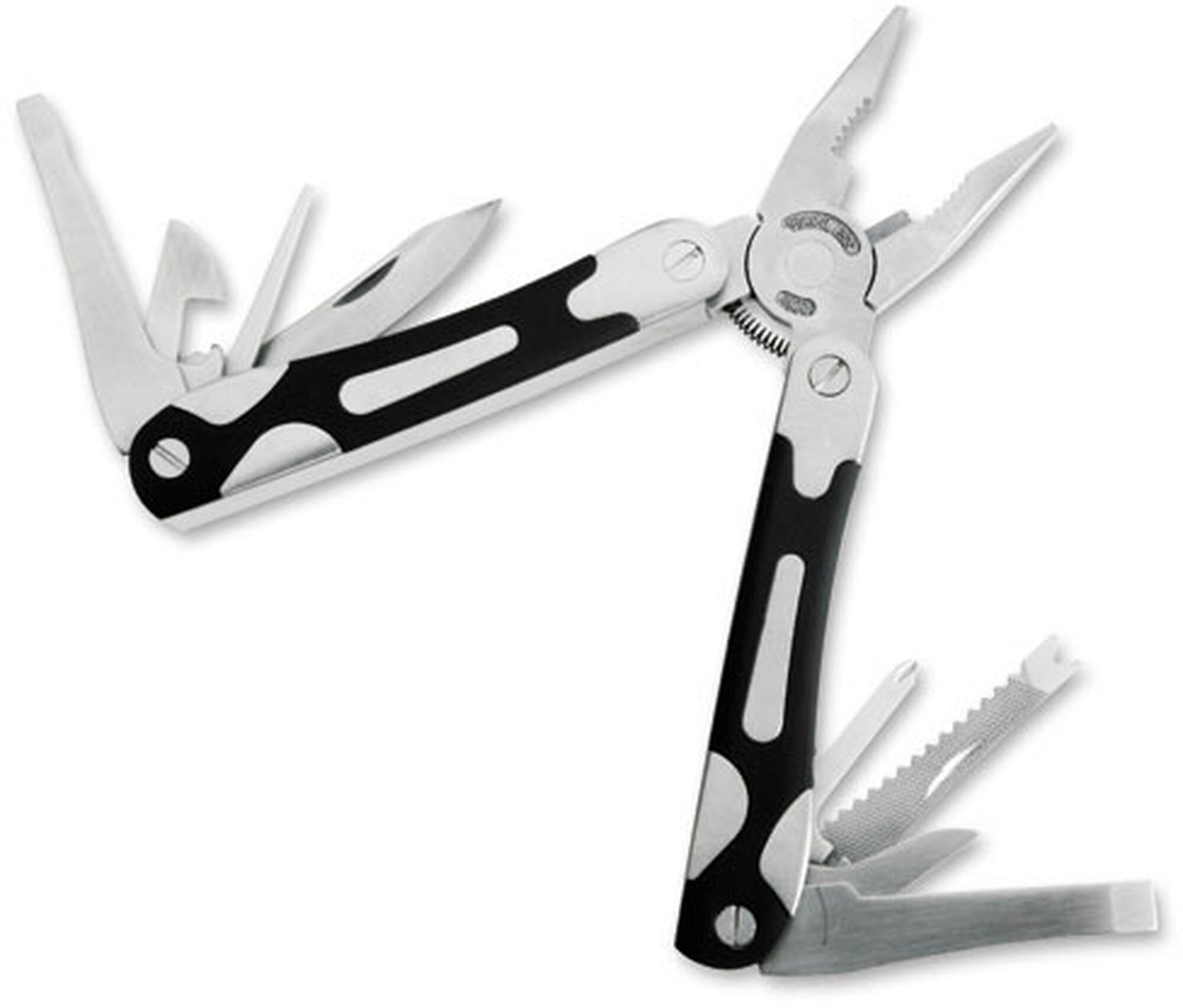 Мультитул Stinger, сталь/резина (серебристо-черный), 9 инструментов, нейлоновый чехол, короб. картон, MT-3207