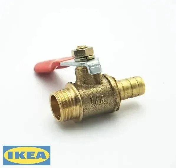 Кран шаровой резьба 1/4 трубка 1/4 для сухопарника самогонного аппарата; серебристый*1; подходит для бытовой прокладки водопроводных труб