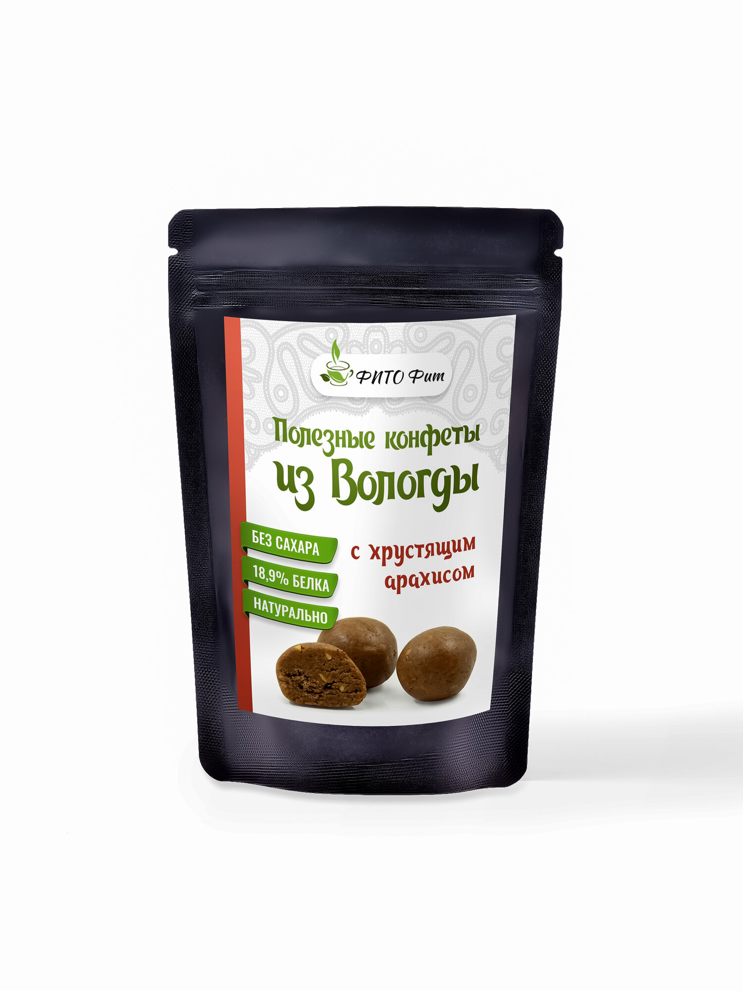 Полезные конфеты фито Фит без сахара с хрустящим арахисом 60 г