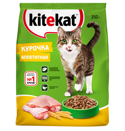 Kitekat Китикет Сухой корм для кошек Аппетитная Курочка 350 г