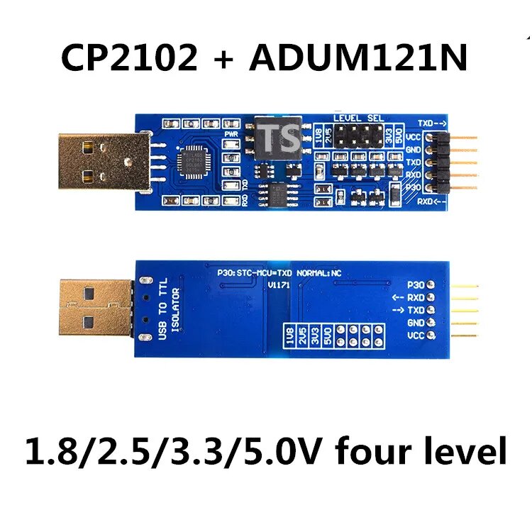 USB-TTL модуль CP2102 + ADUM121N, 4 уровня