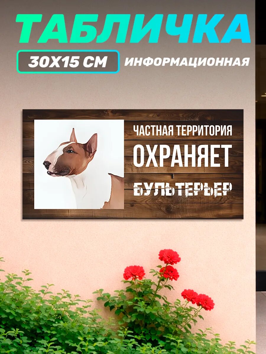 Табличка уличная информационная Охраняет Бультерьер