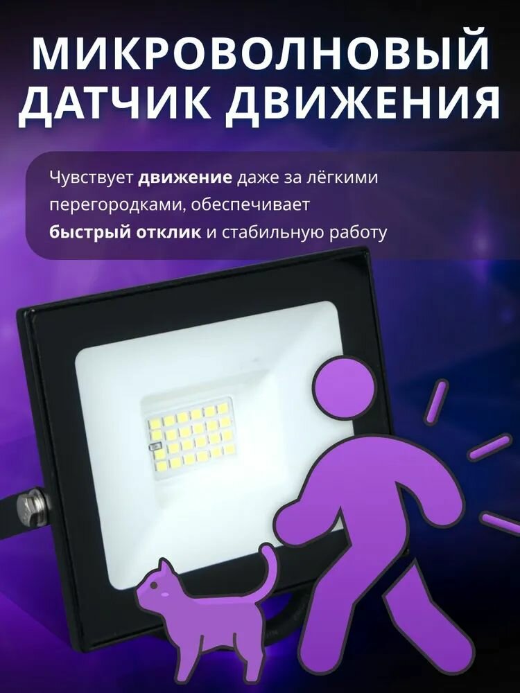Прожектор светодиодный 20Вт с микроволн. датчиком движения и света 1700Лм 6500К 230В IP65 Duwi СДО-20 2929001763