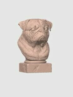 Эксклюзив! Бюст Мопса (10см, бежевый матовый) - Верный друг, подарок, талисман