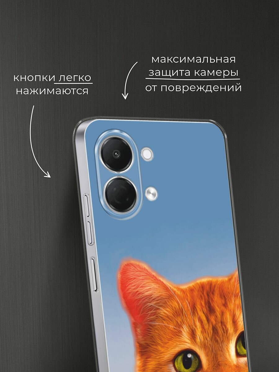 Чехол на Tecno Spark Go 3 / Текно Спарк Го 3 с принтом Любопытный котик — фото 1