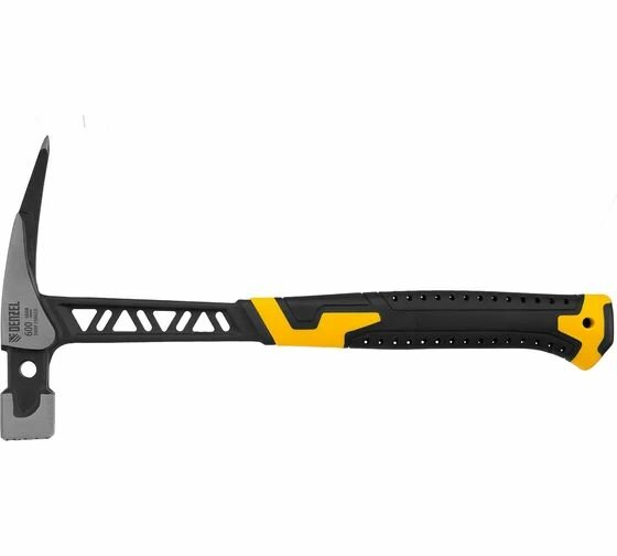 Цельнокованый молоток кровельщика Denzel 600 г, боек с магнитом, двухкомпонентная обрезиненная рукоятка