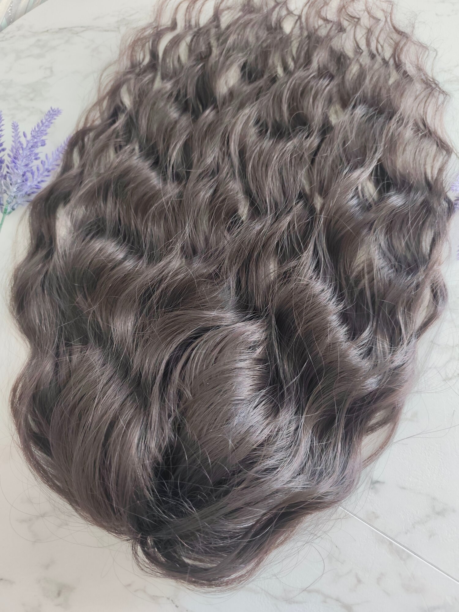 Шиньон на крабе и сетке 2 в 1, ручная работа, шоколад, 60 см