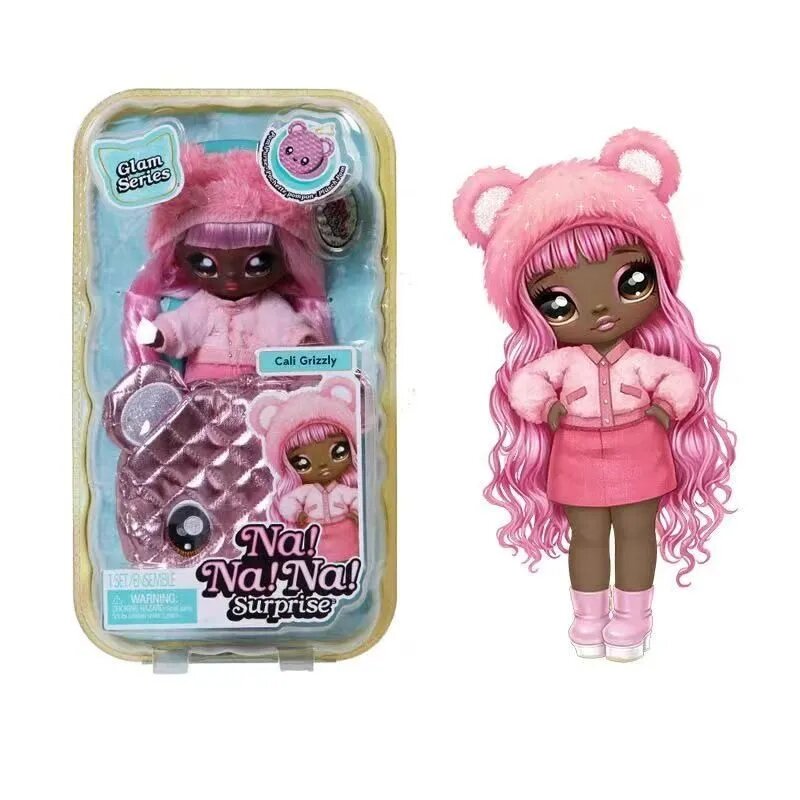 Кукла Na! Na! Na! Surprise Гламурная серия Glam Series Ari Prism Cali Grizzly розовая