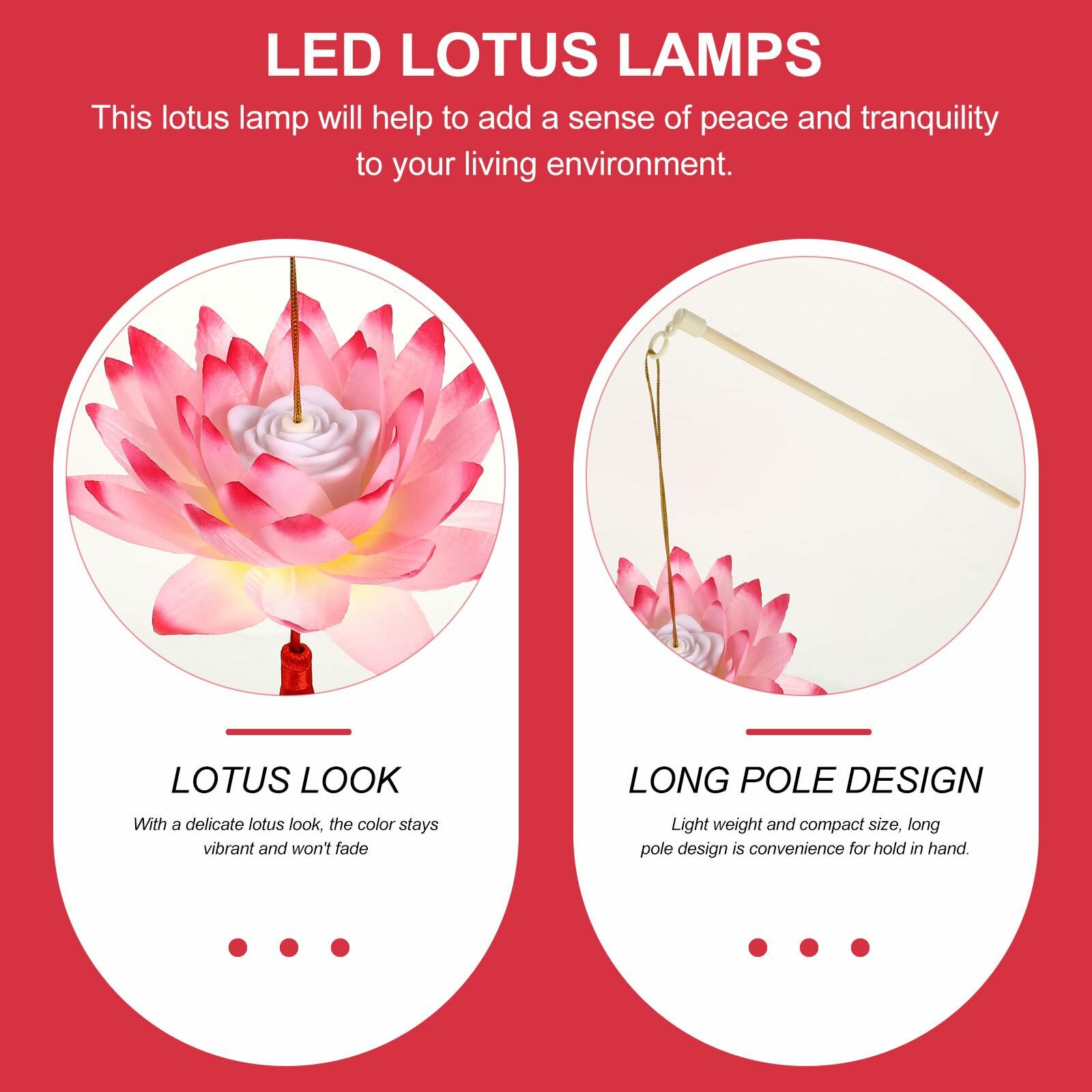 Светильник лотос из пластика и дерева с ручкой для декоративного освещения