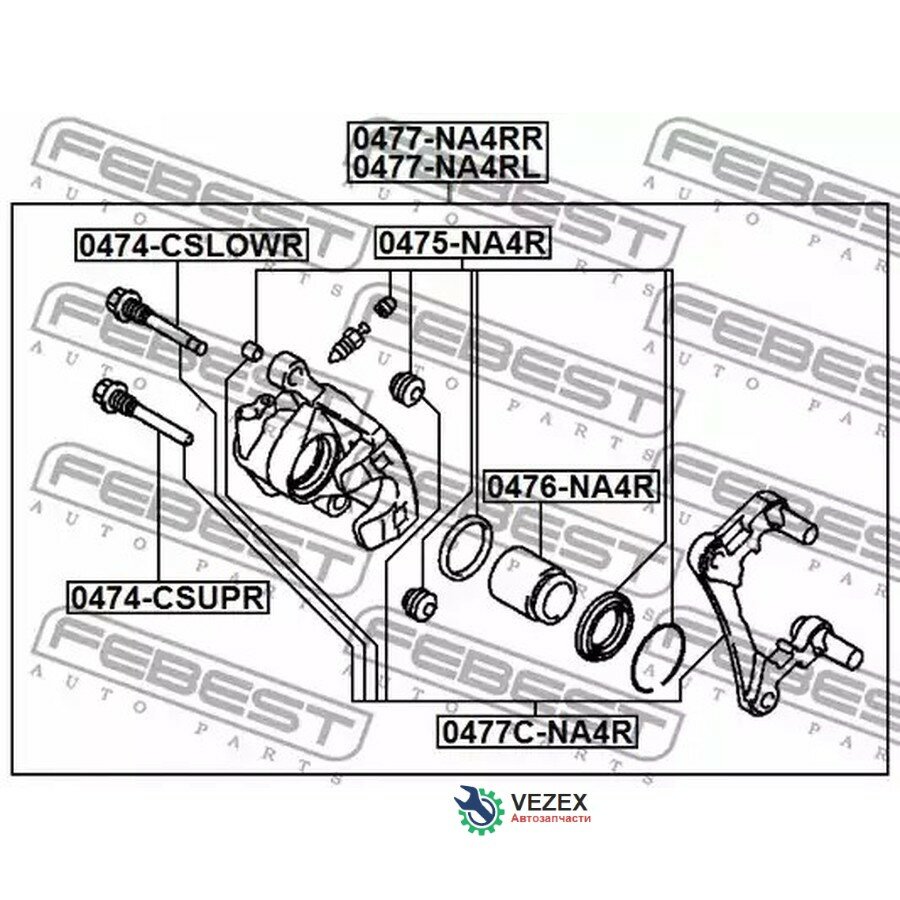 FEBEST 0477C-NA4R Скоба суппорта задняя MITSUBISHI OUTLANDER CW# 2006-2012 0477C-NA4R