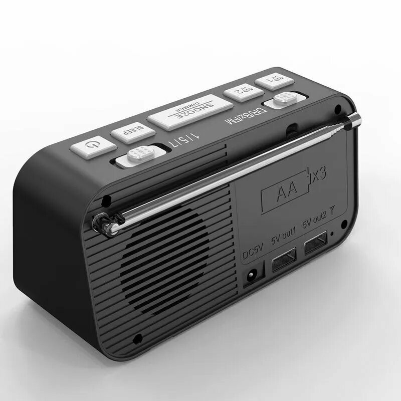 Настольные часы DAB/FM Alarm Clock Radio Белый цифровой будильник с радио, будильником и функцией повтора, для дома и офиса — фото 1