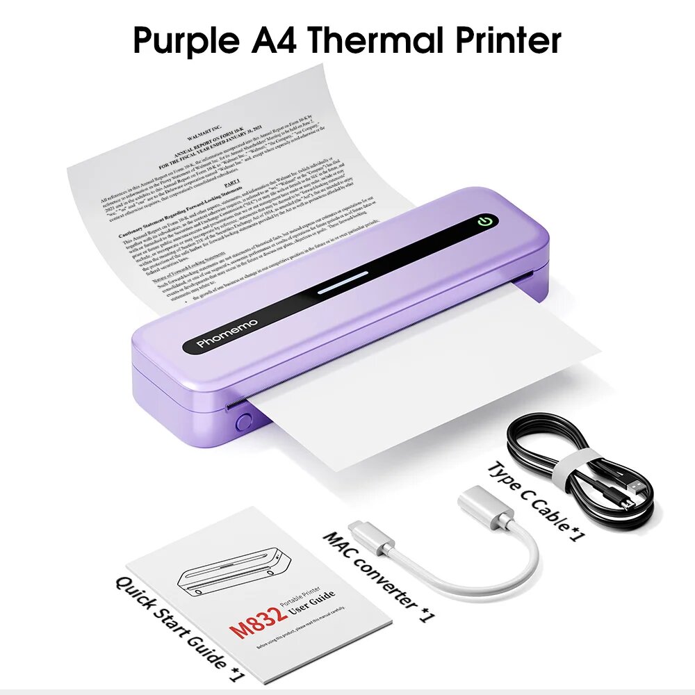 Термопринтер A4 Zodzi M832 Purple
