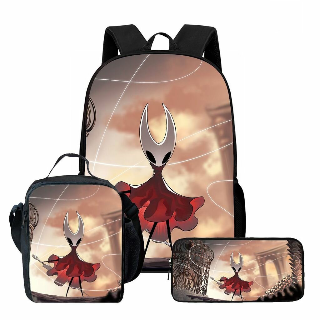 Hollow knight silksong youth backpack lunch bag pen organizer for school and study size 3