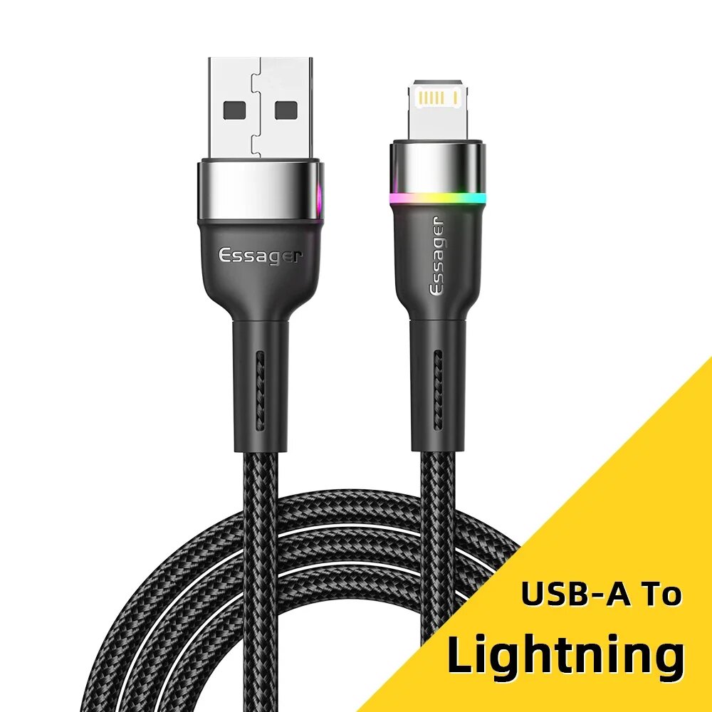 Essager USB-A to Lightning кабель, 1 м, черный