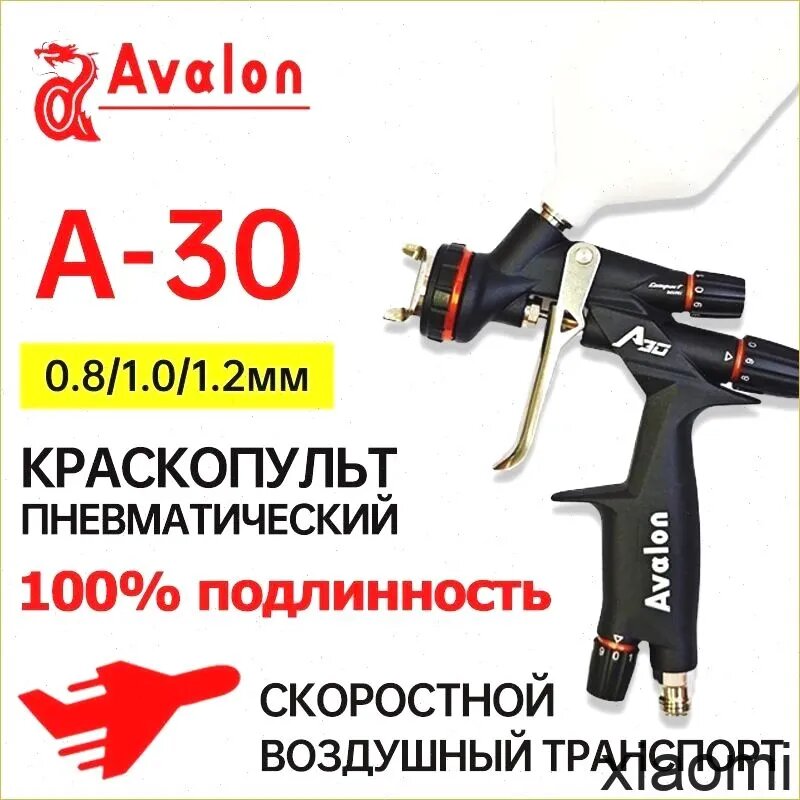 Краскопульт пневматический AVALON A30 0.8/1.0/1.2 мм профессиональный для авто - покраска, лак, база (ремонт ЛКП)
