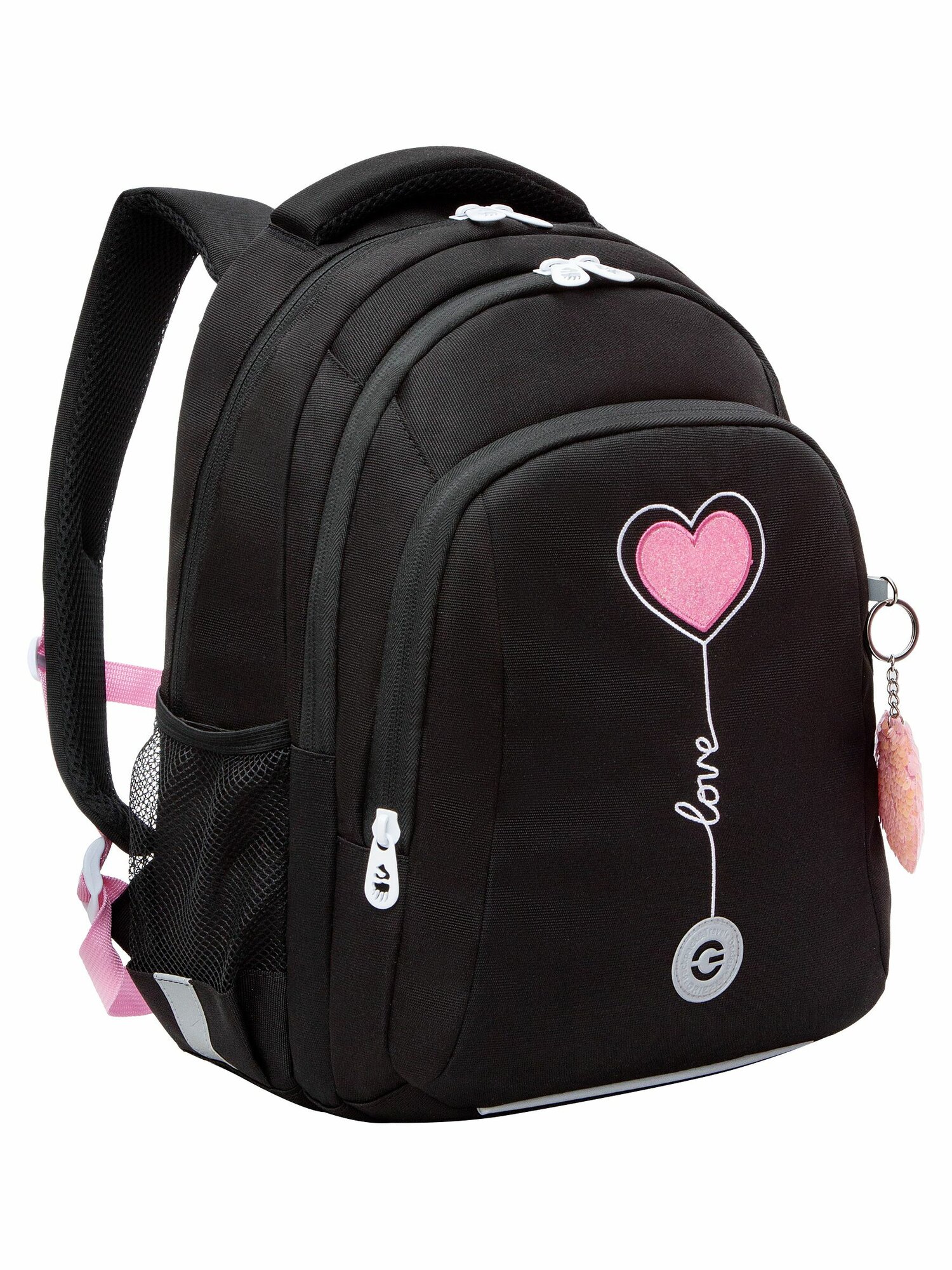 Рюкзак школьный GRIZZLY с карманом для ноутбука 13", анатомической спинкой, тремя отделениями, для девочки, RG-361-2