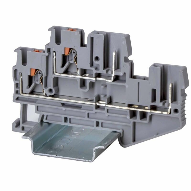 Клемма двухуровневая проходная под вставной штекер зажим push-in; 4 точки подключения; 2.5кв. мм сер. DKC VPRTT-2.5-2P