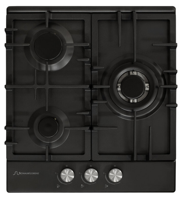 Газовая варочная панель Schaub Lorenz SLK GS4540 46 см, 3 конфорки электроподжиг, черный
