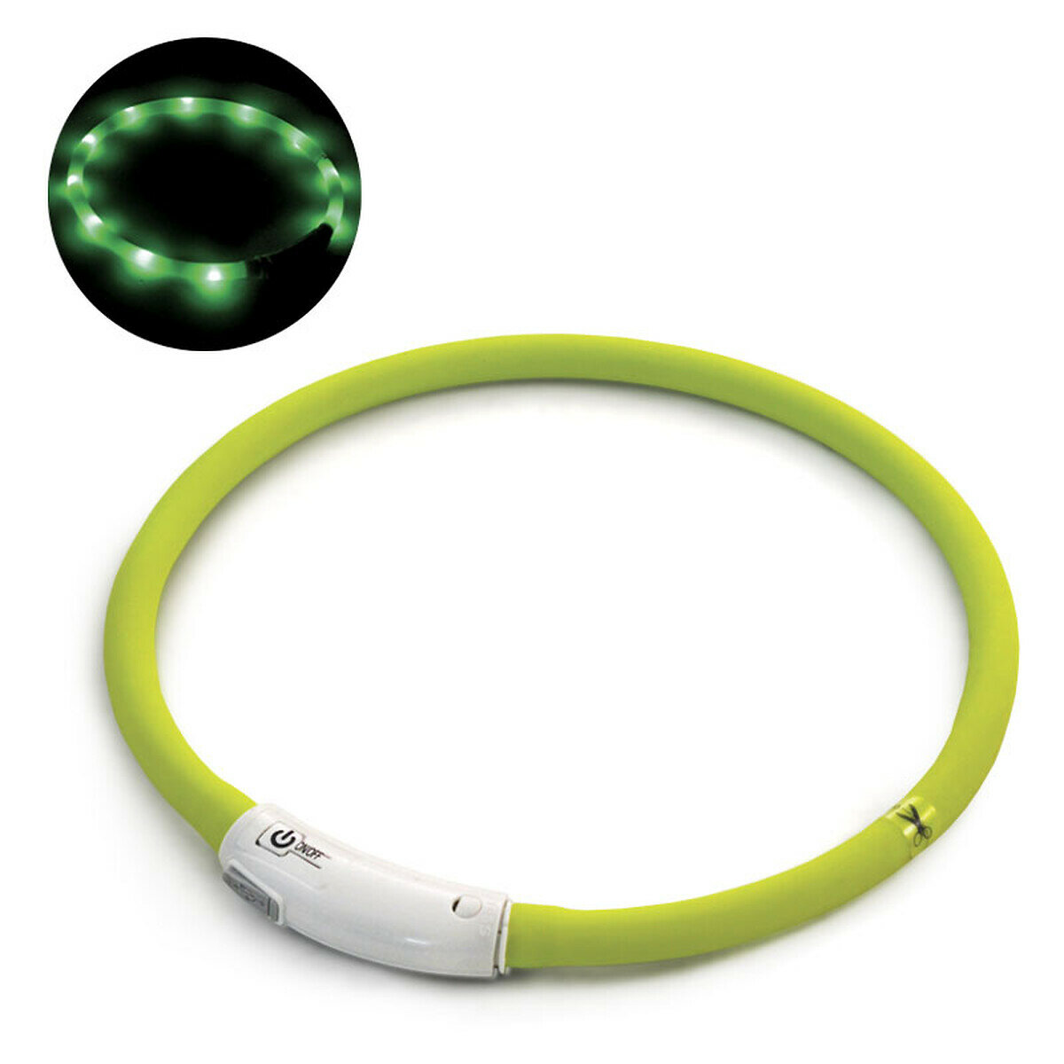 Ошейник Triol NIGHT CITY, светодиодный, рывковая цепь, салатовый