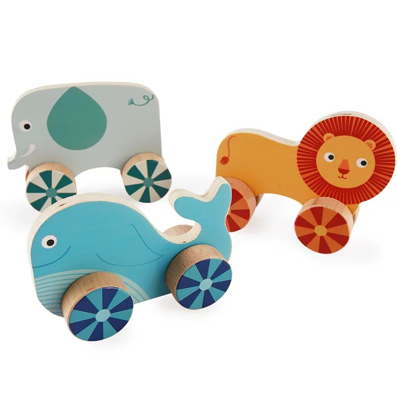 Djeco Деревянный комплект с гайками и винтами для совмещения DIY в виде животного толкающего вагончика для малышей 1-2