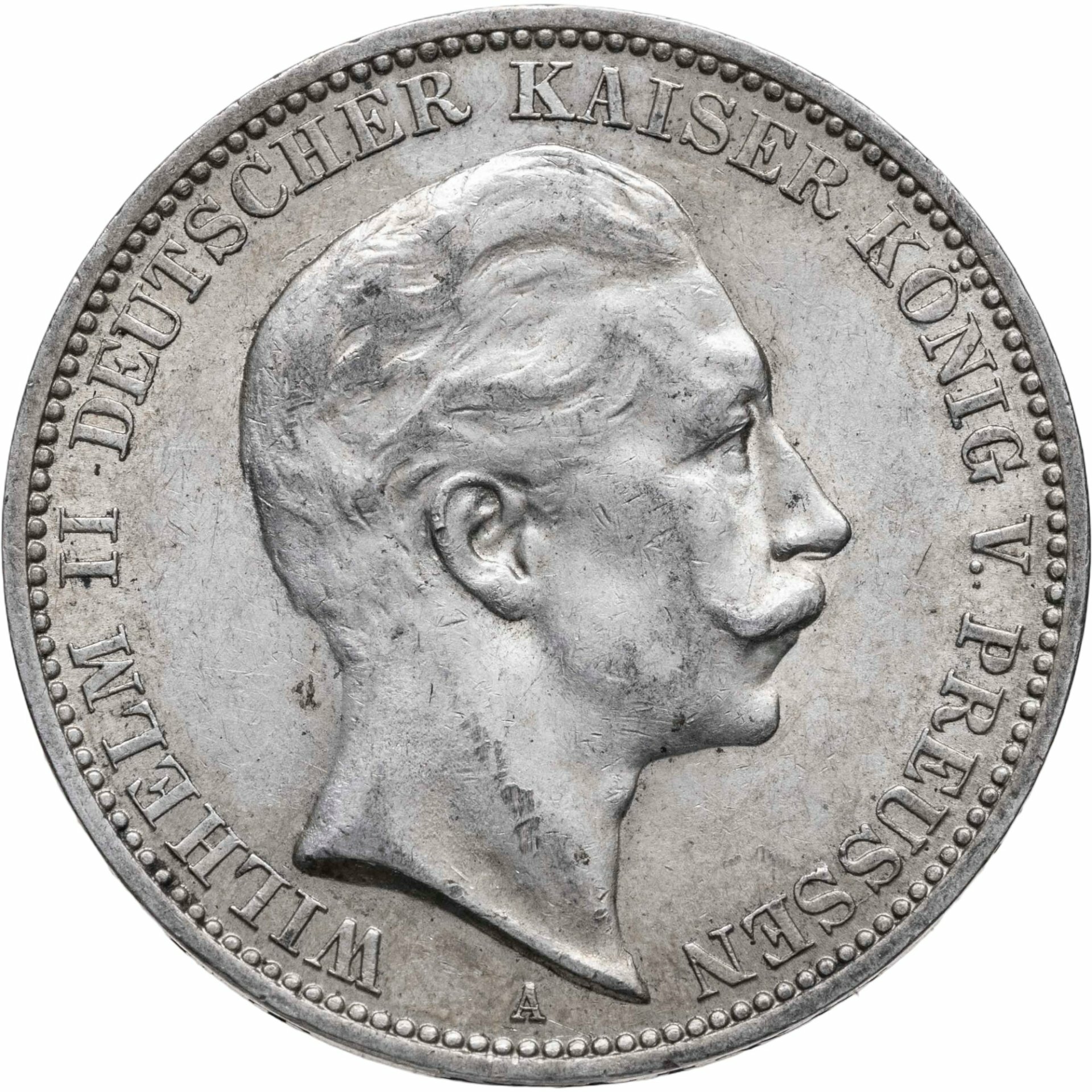 Германская Империя, Пруссия 3 марки mark 1912, Серебро 900, в сохранности AU