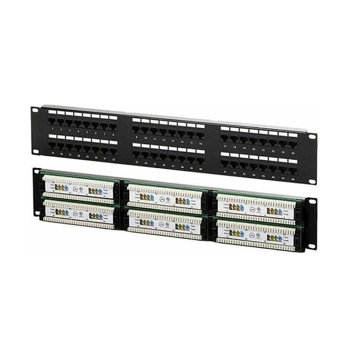 Патч-панель Lanmaster NM-PPU48C, черный, 19" 2U 48xRJ45 кат.5e UTP
