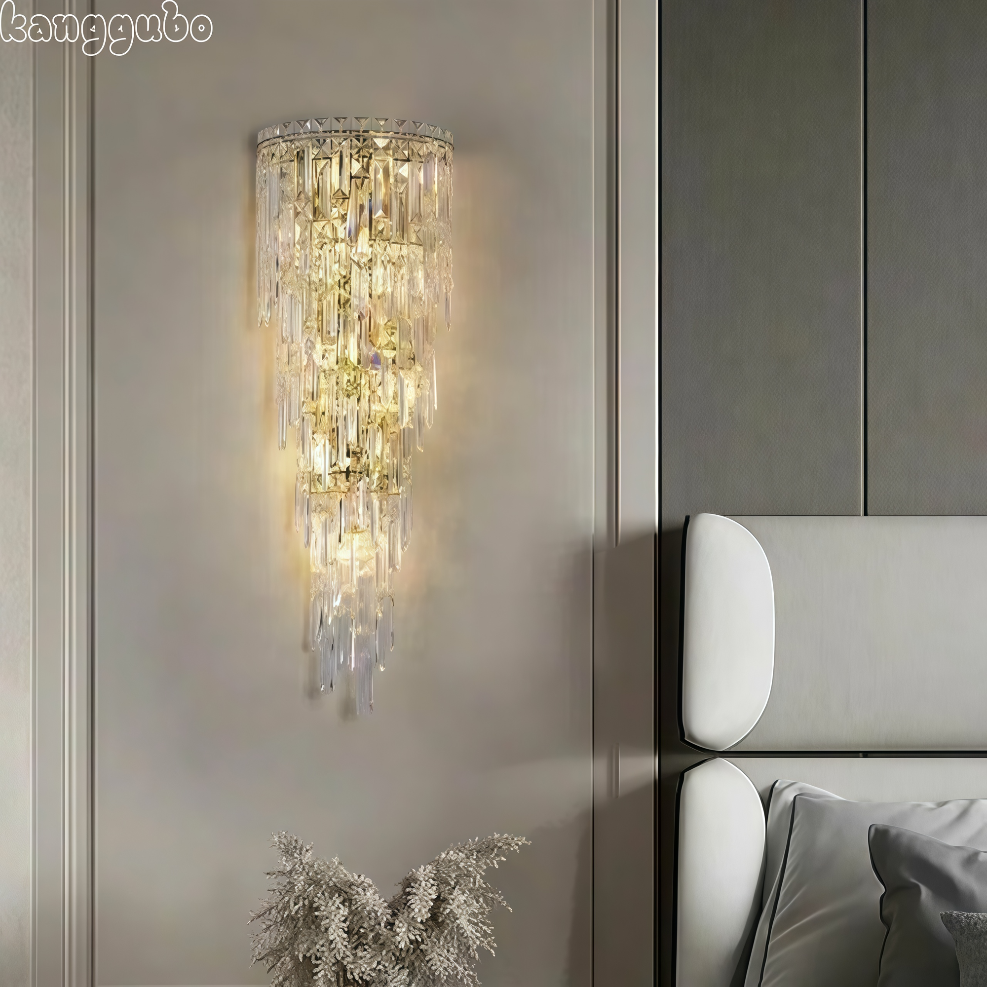 Настенный светильник Clear Lighting K9, нержавеющая сталь, хрусталь, светодиодный, E14