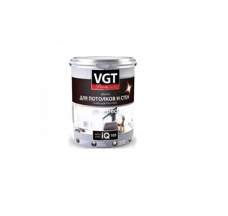 Краска VGT Premium, акриловая, для стен и потолков, IQ 103, сияющая белизна, 9 л, 14 кг 21090