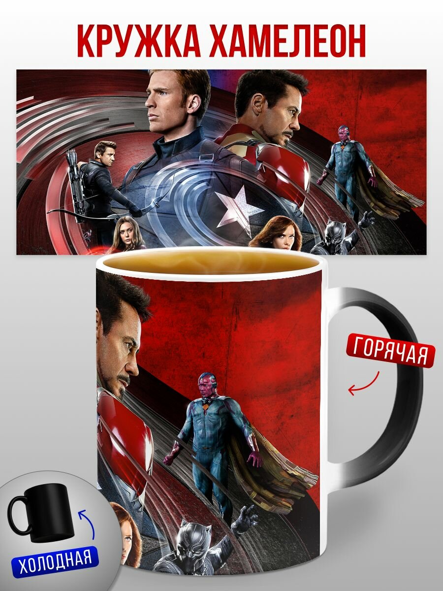 Кружка хамелеон Марвел Marvel, 330 мл, 1 шт.
