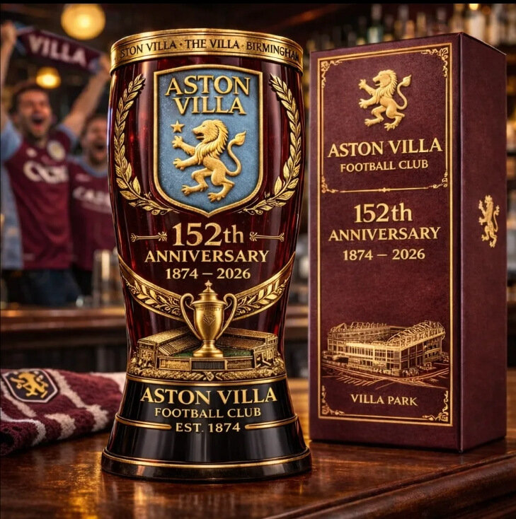 Стеклянный пивной бокал, Футбольный юбилей, Aston Villa F.C. Цветное стекло