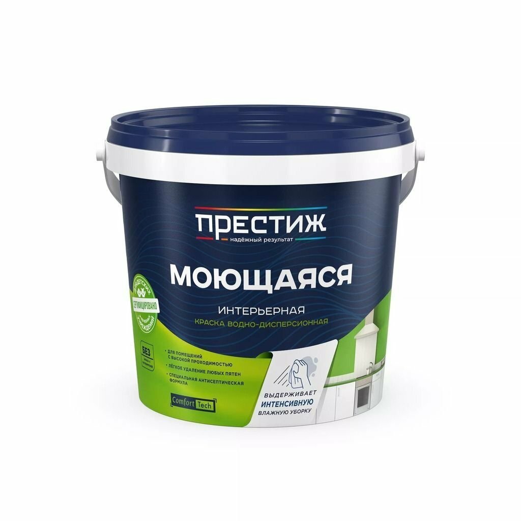 Краска водно-дисперсионная Престиж W-4 акриловая универсальная моющаяся матовая супербелая 1.4 кг для внутренних работ