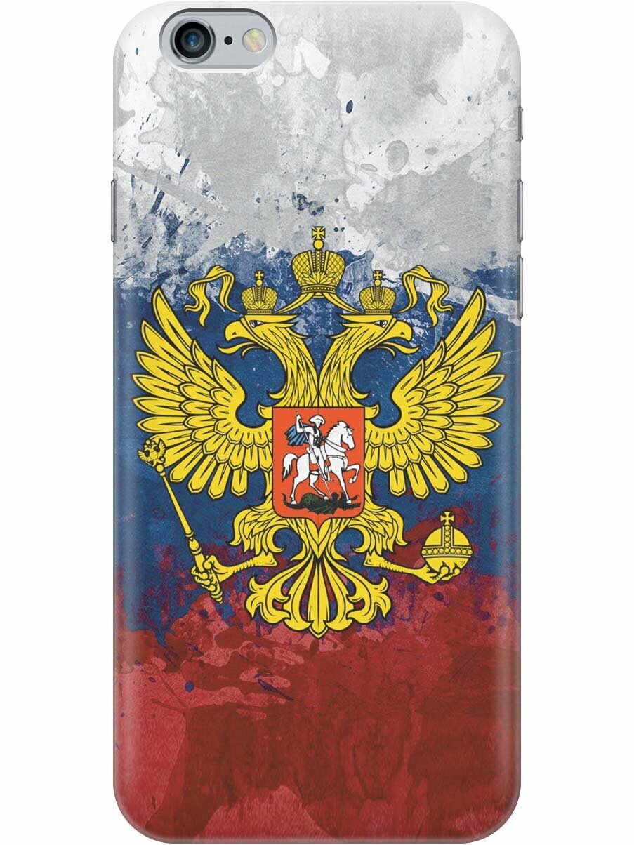 Силиконовый чехол на Apple iPhone 6S Plus / 6 Plus / Эпл Айфон 6 Плюс / 6с Плюс с рисунком "Герб и Флаг РФ"