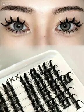 Тайские ресницы для эффекта мокрых век: драматичный объем D-изгиба и цветочные пучки