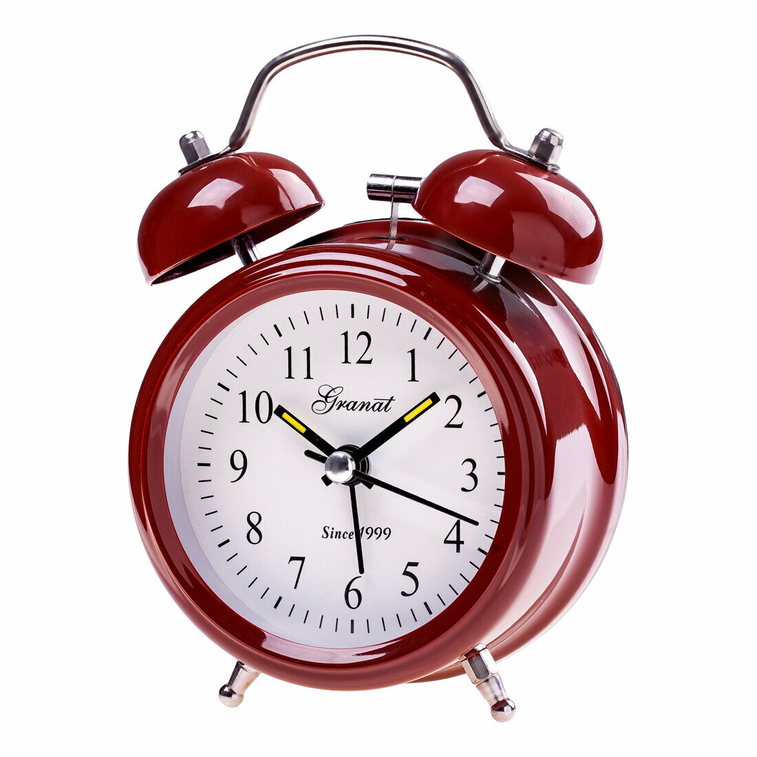 Будильник металл громкий гранат PK123-4 коричневый с колокольчиками размер 8,8х12,5 см
