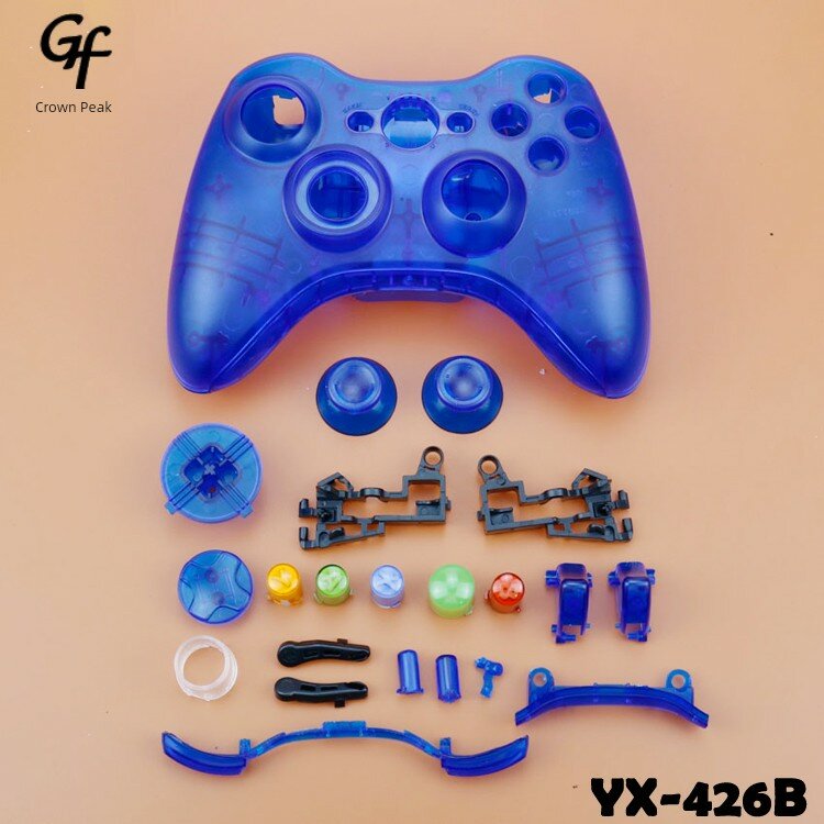 Прозрачно-голубой чехол для ремонта контроллера Xbox 360 DIY с полным комплектом аксессуаров для игрового контроллера