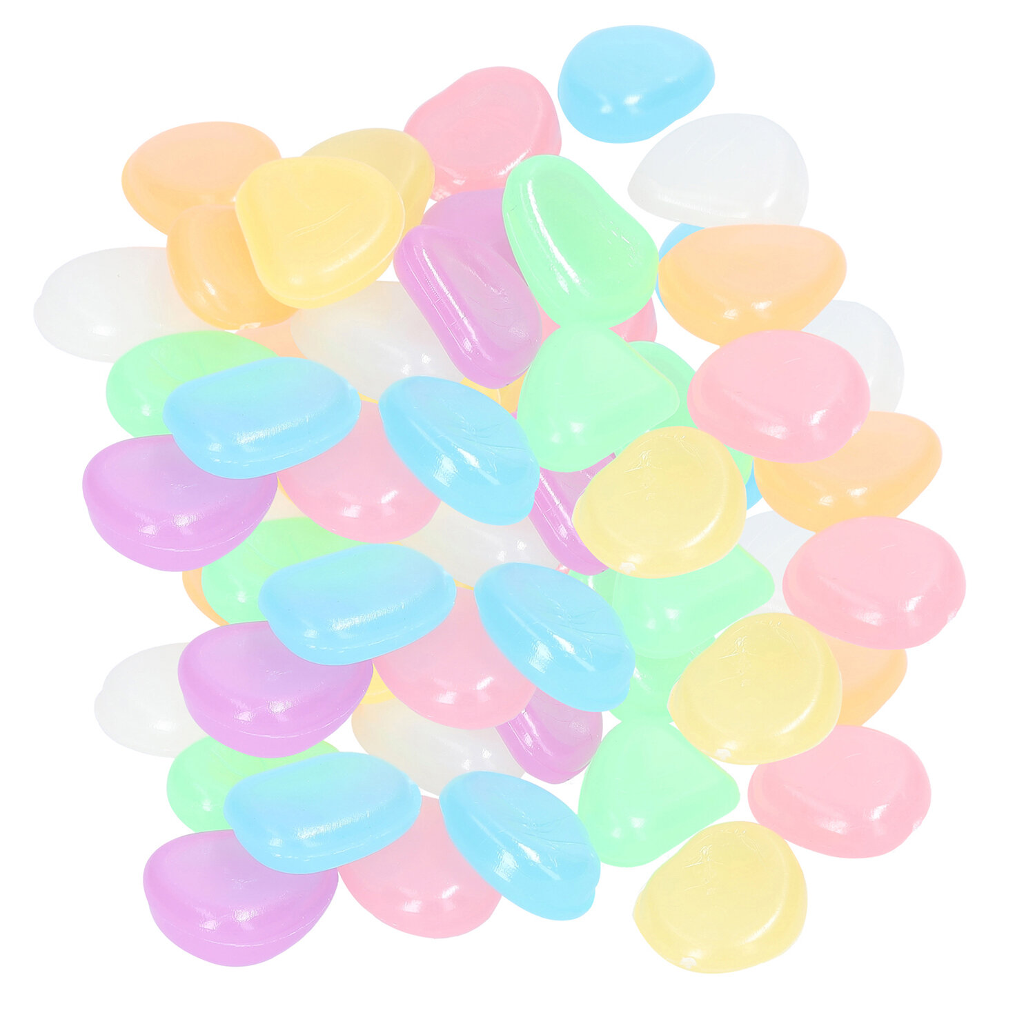 500 штук Искусственные Флюоритовые Камни для Садовых Путиков Аквариум Декор Растений Самосветящиеся Камни Сияющие в Тёмноте, Многоцветные Белые Голубые Зелёные, Размер 2-3 см, Материал Камень