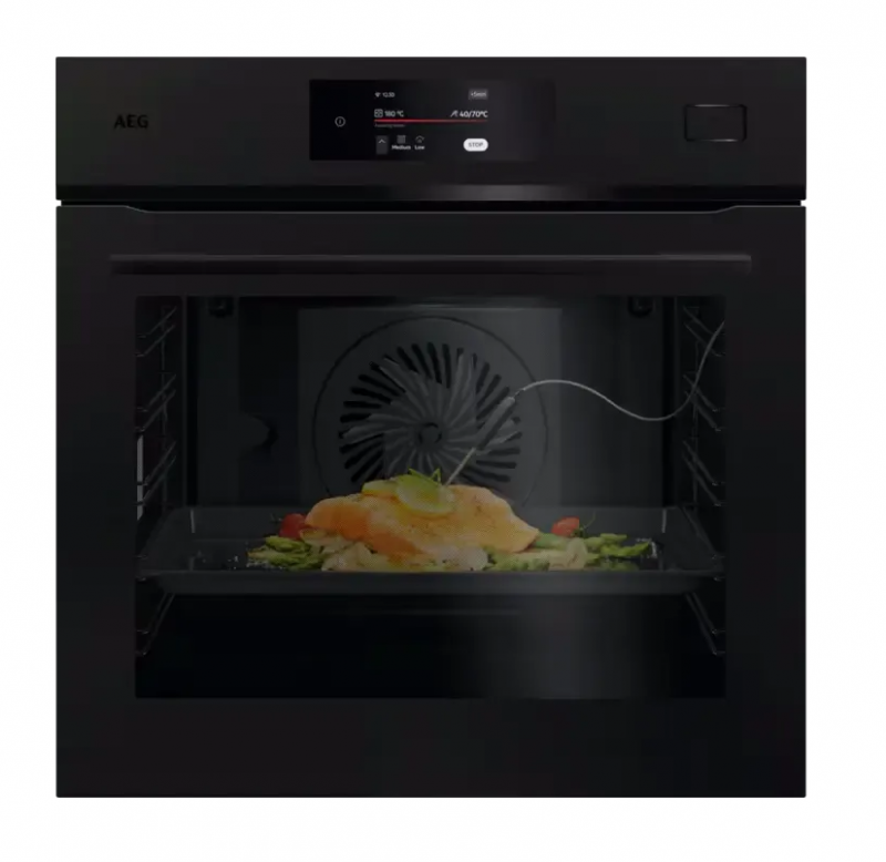 Духовой шкаф с паром AEG NBB8S731AT SteamPro, термощуп, TFT дисплей, черный матовый (Германия)