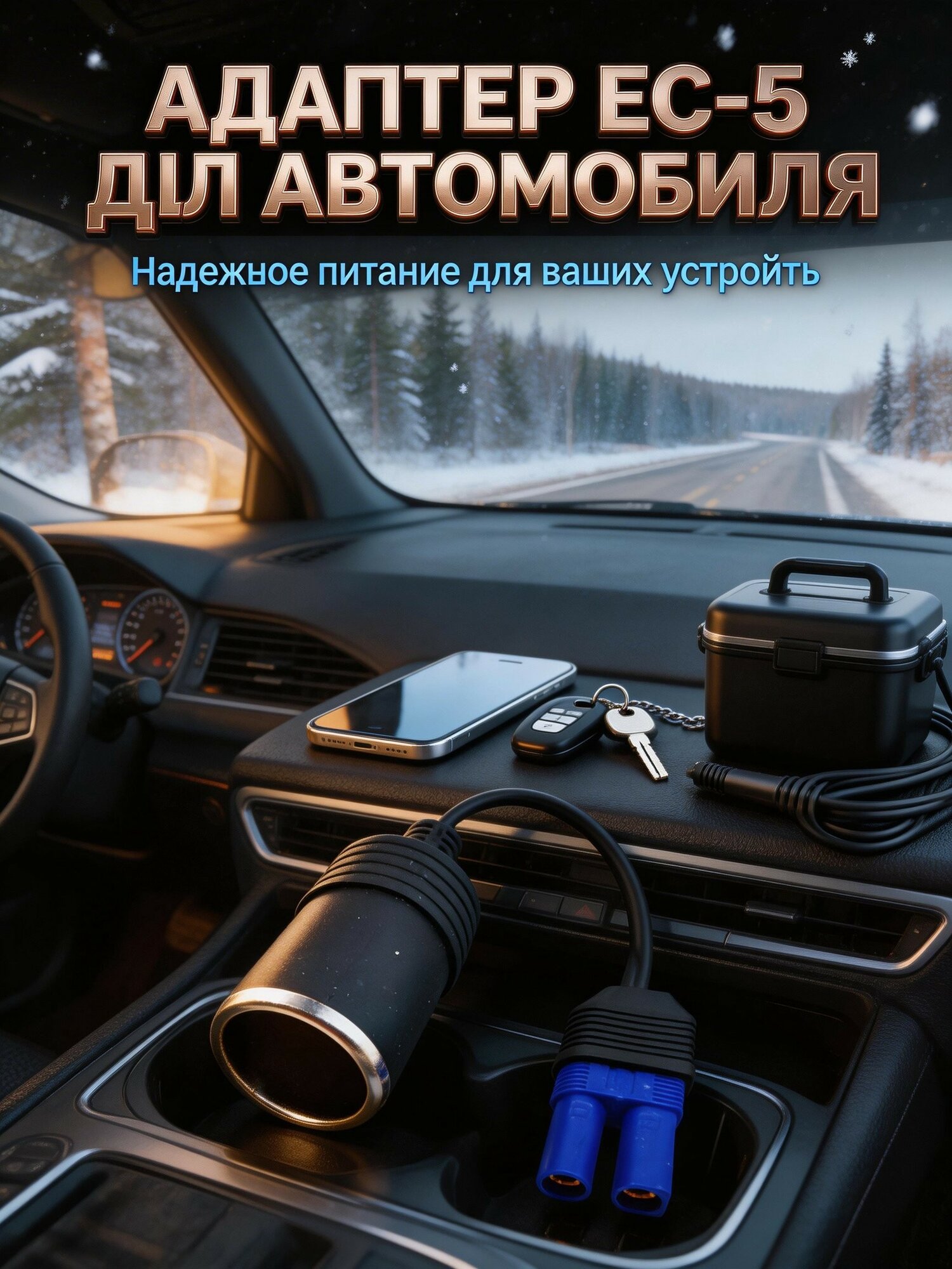 Адаптер EC-5 Clip-on для автомобильного прикуривателя, питание 12/24 В от пускового устройства и усилителя заряда для подключения 12-вольтовых приборов