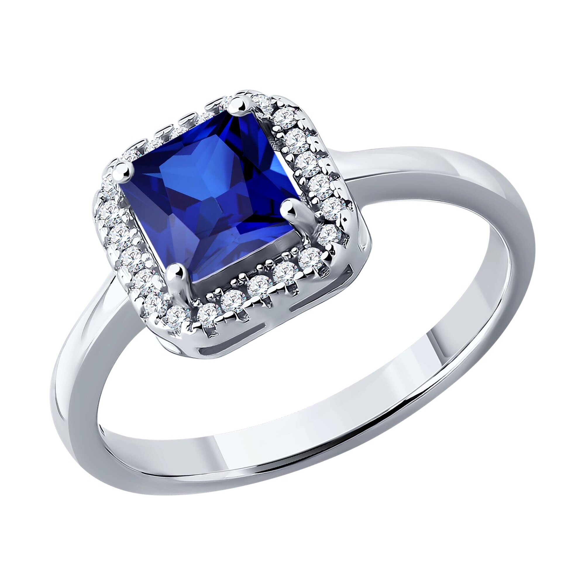 Кольцо, серебро, 925 проба, родирование, танзанит, фианит